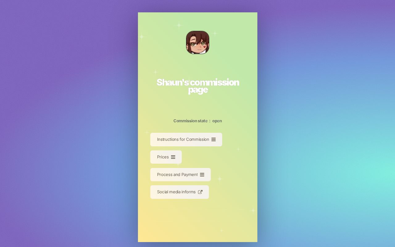 Shaun's commission page